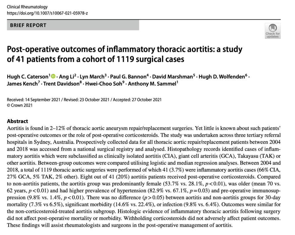 Isolated aortitis - what to do with the unexpected biopsy report ...